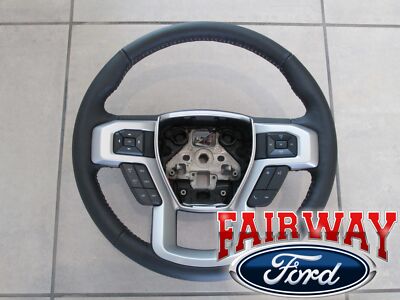 17 thru 20 F-150 OEM Genuine Ford Black Leather Steering Wheel w ...