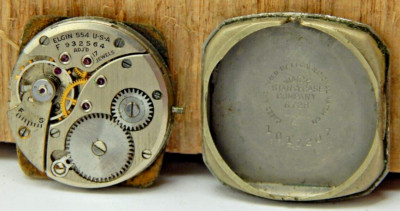 Vintage Elgin 554 17 jewel adjusted men's wrist watch movement with ...