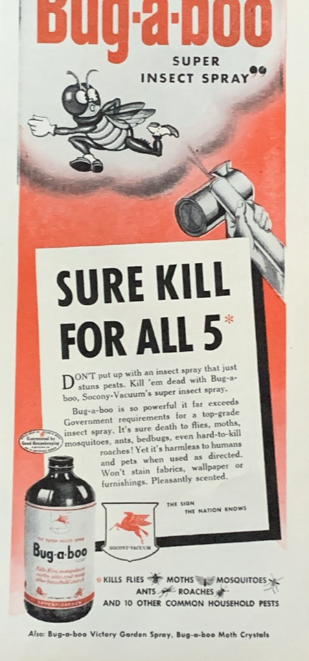 Bug-a-boo Insect Spray Kills Flys Moths Ants WWII Vintage 1945 Print Ad ...