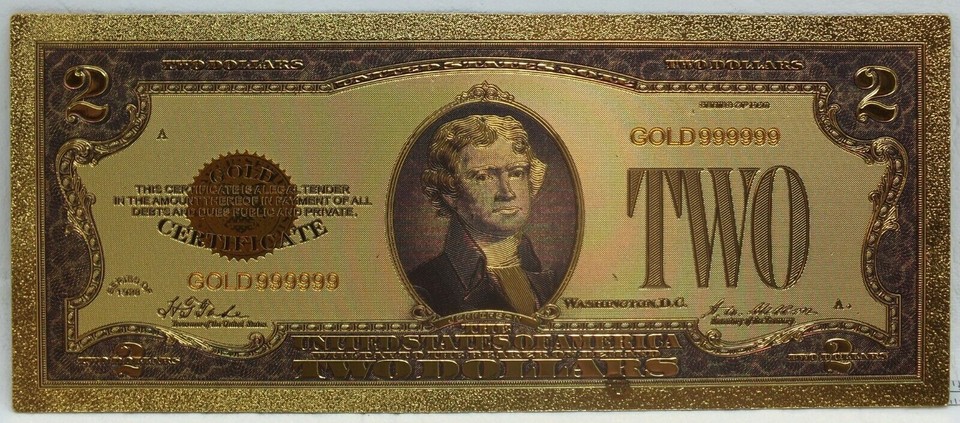 24K Gold-Plated Foil Note Currency Bill Paper Money Novelty Famous Cash ...
