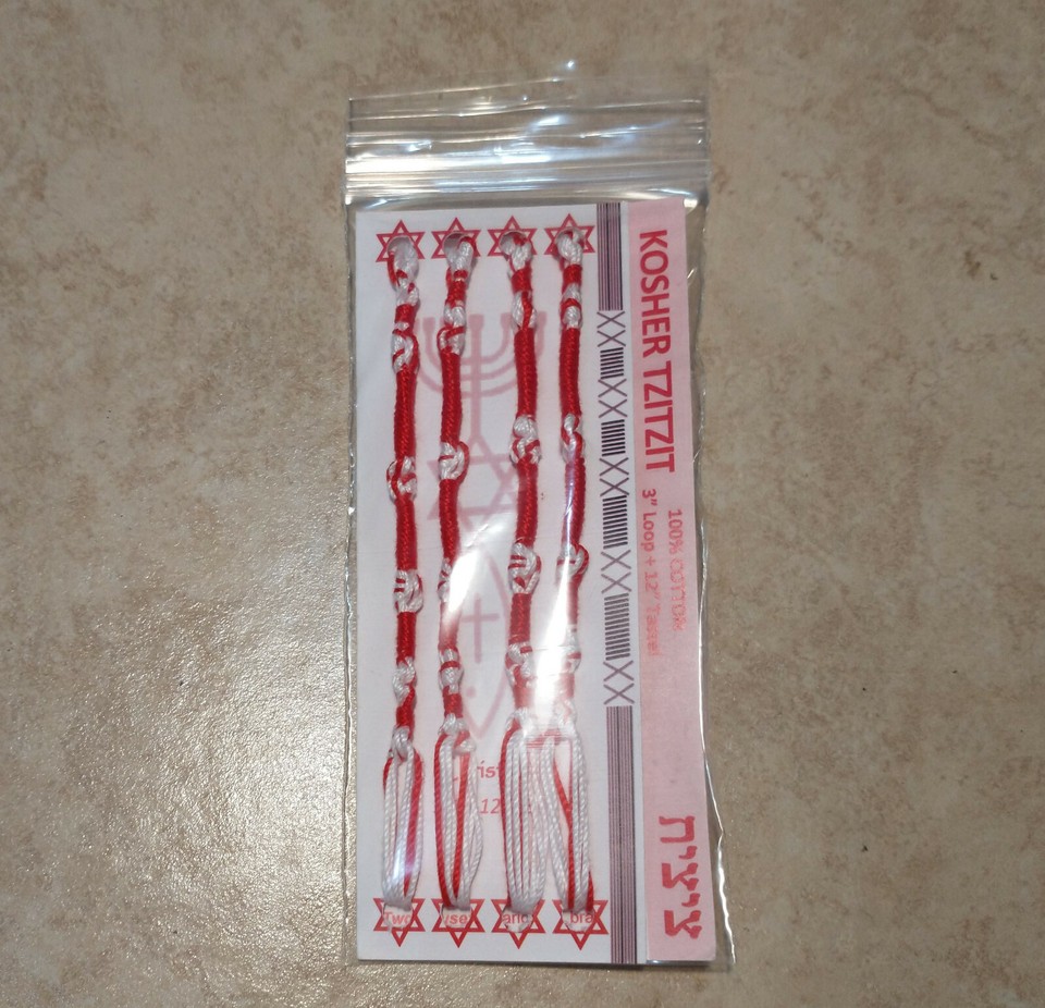 1 set of 4 Christian TZITZIT - 100% Cotton TSITSIT 3-14-12-7-3 - select ...