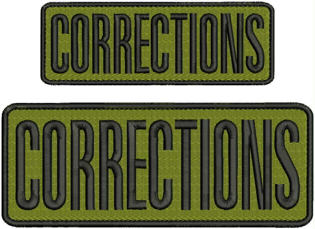 CORRECTIONS embroidery patches 3x8 and 2x6 hook on back od green | eBay