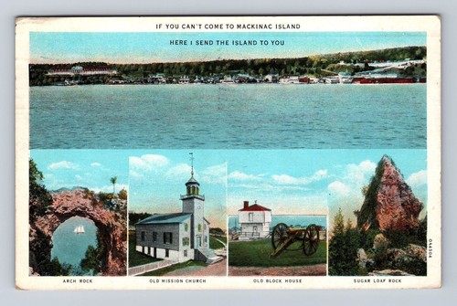 Mackinac Island MI-Michigan, Greeting, Points of Interest Vintage c1933 ...