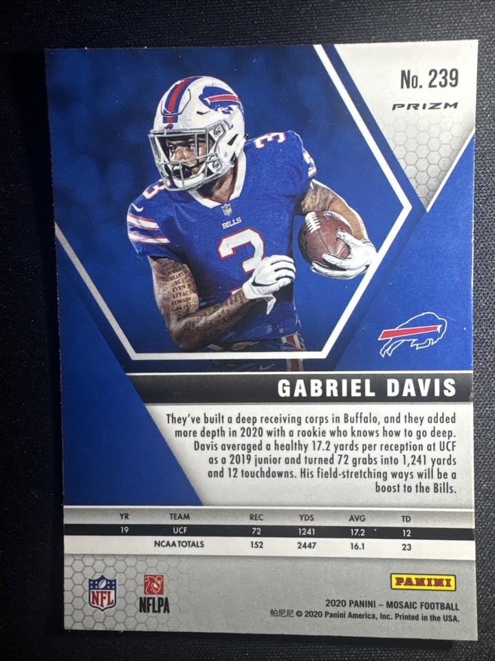Gabriel Davis 2020 Mosaic Red Orange Prizm Reactive Bills Rookie No ...