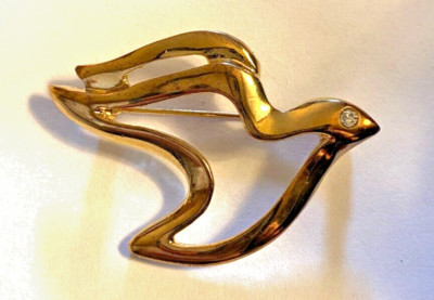 Vintage Pin Gold Tone Bird Dove 2 " Long | eBay