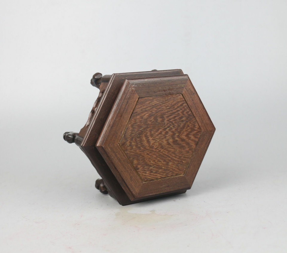 wooden base Ji-chi wood rosewood carved hexagonal display shelf stand ...