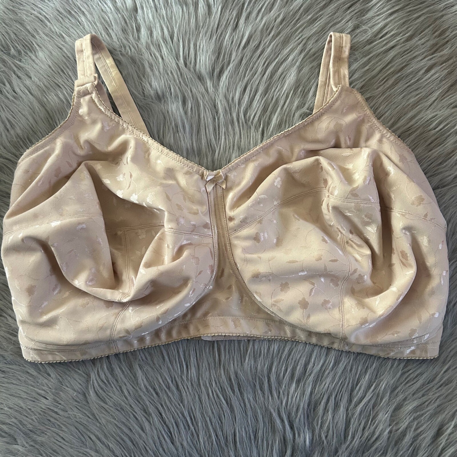 Elila Unlined Wireless Bra Womens Size 46N Beige Flor… - Gem