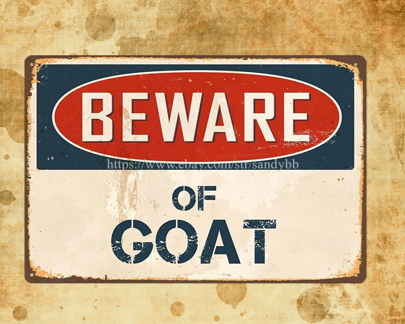 wall art stores plaque beware of goat metal tin sign | eBay