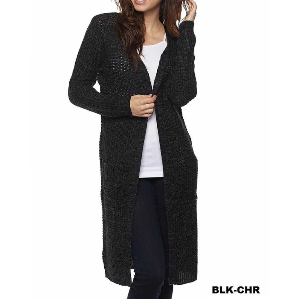 Women's Waffle Knit Duster Long Sweater Open Front Cardigan with ...
