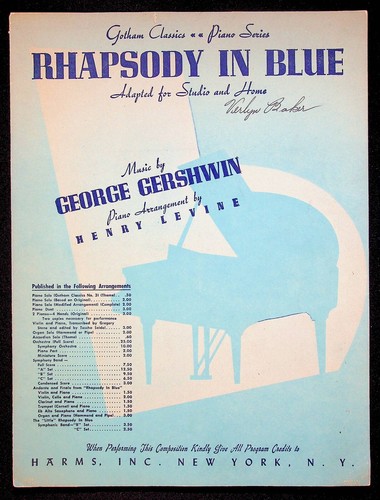 1940 Rhapsody in Blue George Gershwin Gotham Piano Series Vintage Sheet ...