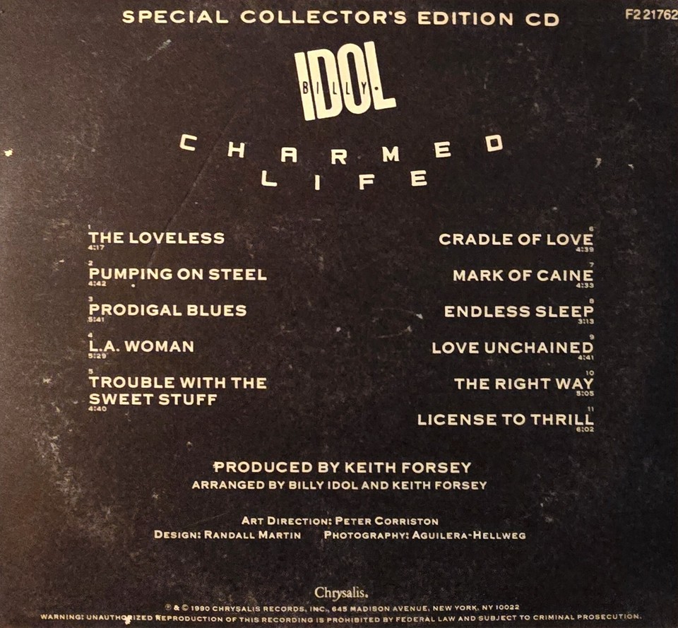 Billy Idol CD Charmed Life Special Collectors Edition Chrysalis ...