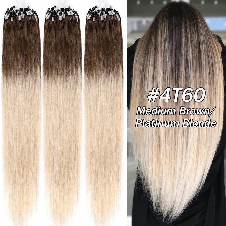 THICK Micro Ring Loop Tip Beads Link 100% Remy Human Hair Extensions ...