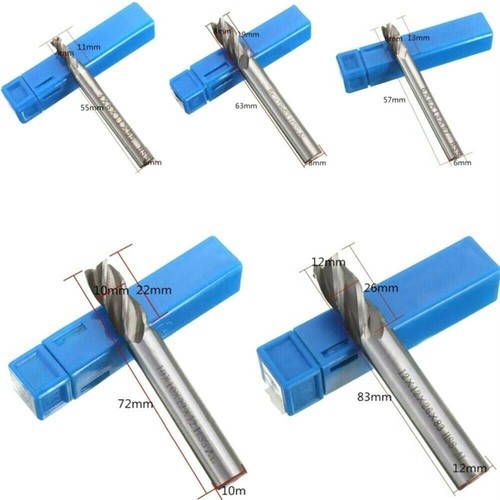 4 Flutes End Mill 4-12mm 5 Pcs/set Bit Carbide High Speed Steel Hot ...
