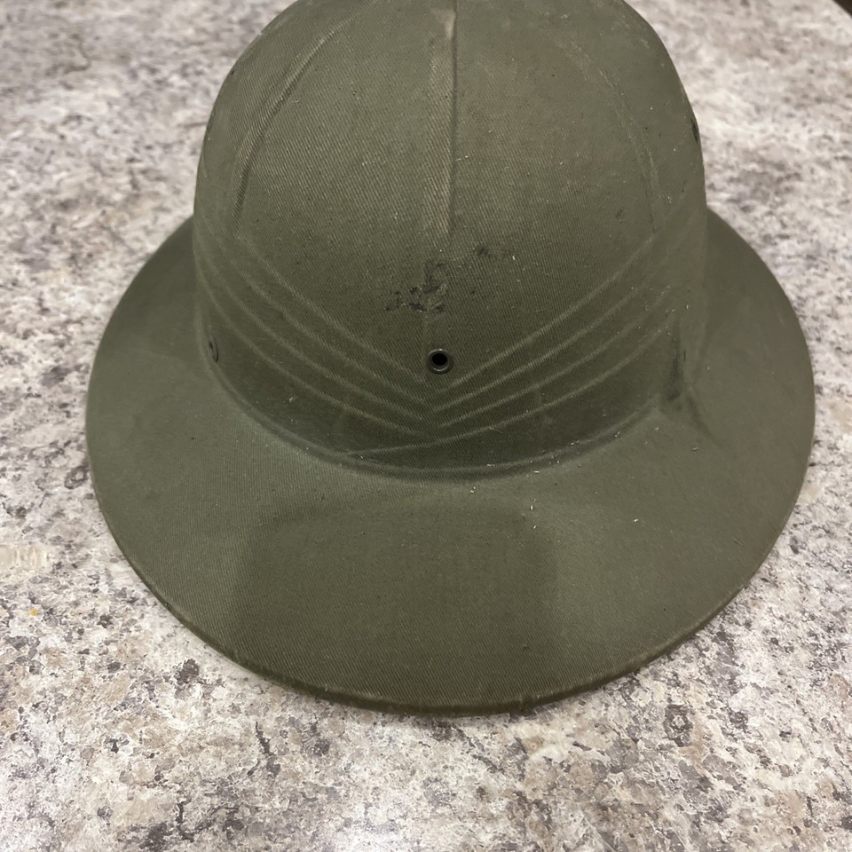 Vintage WWII USN pith hat helmet military navy N140 green USMC marines ...