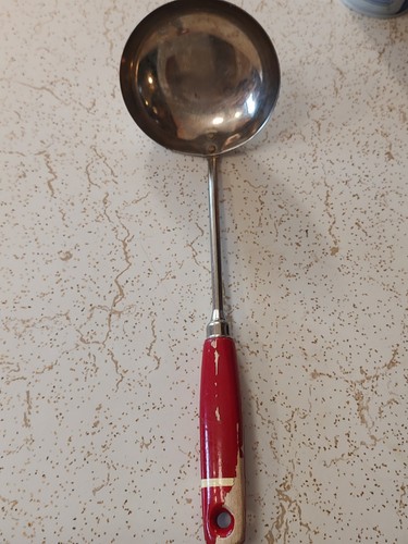 Vintage A & J Red Wood Handle Ladle | eBay