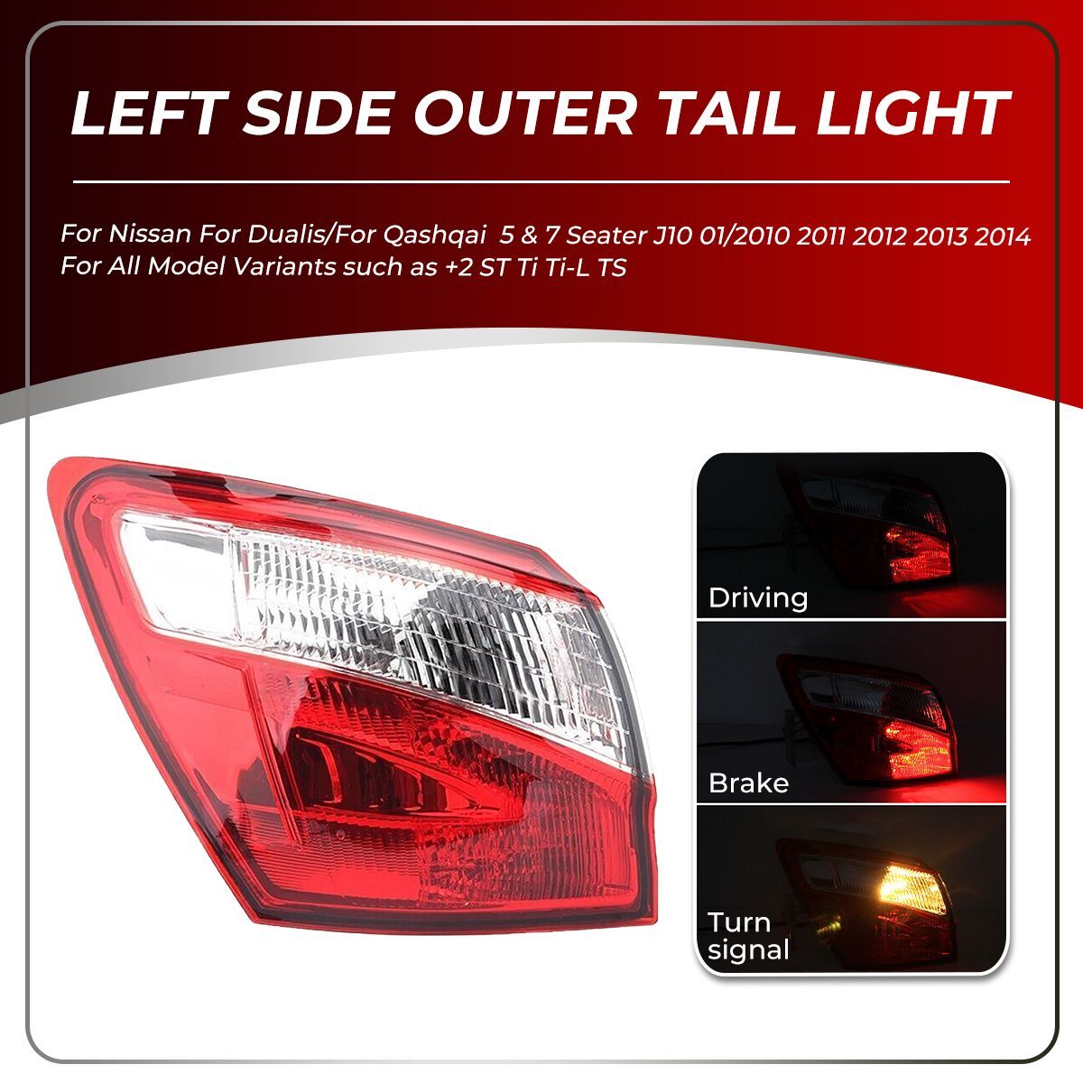 Rear Outer Tail Light Brake Lamp for Nissan Dualis 5&7 Seater J10 10 ...