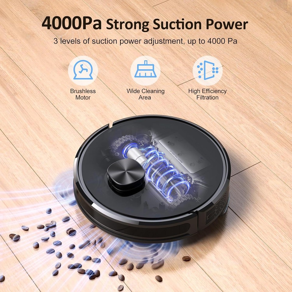 Lubluelu Laser Robot Vacuum Cleaner with Mop 4000Pa Wifi/App/Alexa Self ...