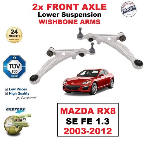 2x FRONT AXLE L+R Lower Wishbone CONTROL ARMS for MAZDA RX8 SE FE 1.3 ...