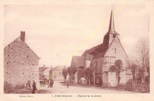 CPA 58220 CIEZ Eglise la place Edt MARLOT | eBay