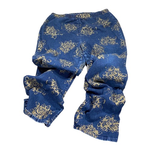 Forenza Pants Womens XL Denim Pull On Floral Print Elastic Waist ...