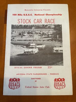 1957 USAC Stock Car Race Program, Manzanita Speedway, Phoenix Arizona ...