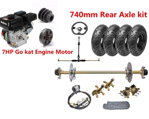 740mm 29" Rear Axle Kit 6" Tyre Wheels Front Steering Hub 7HP Engine ...
