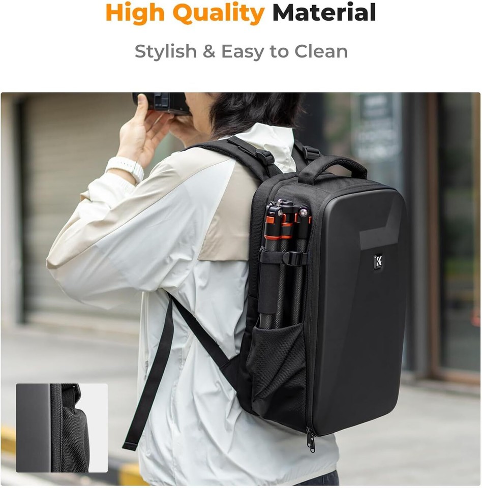 K&F CONCEPT Camera Backpack Waterproof Hard Shell Shockproof for DSLR ...