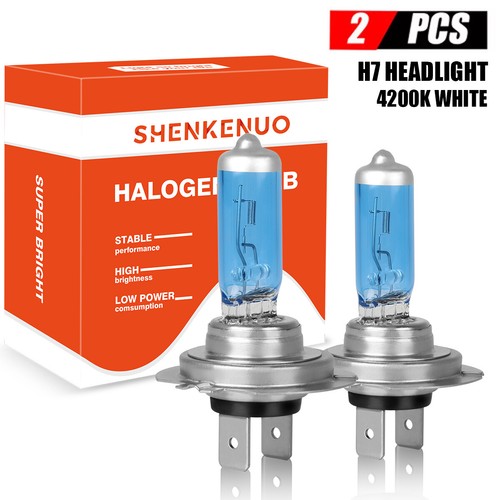 H7 Halogen Headlight Bulb Kit High Beam 4200K Warm White Bulbs Lamp 2x ...