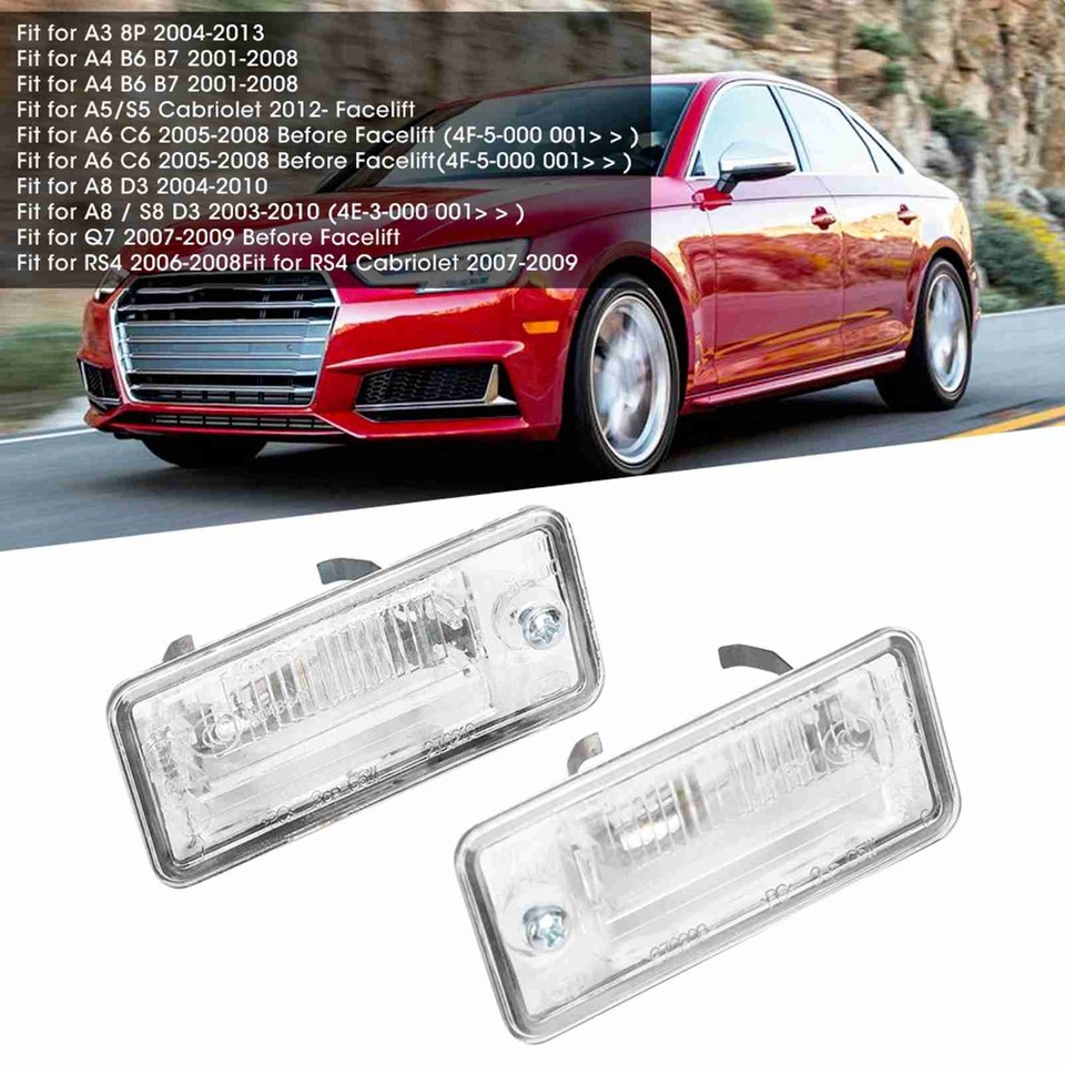 1 Pair Of Car License Plate Lights 8E0807430A 8E0807430B License Plate ...