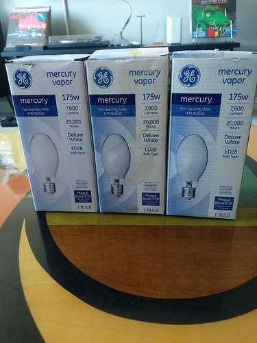 3 GE Mercury Vapor 175W ED28 Bulbs 30971 H39 Ballast E39 Base All New ...