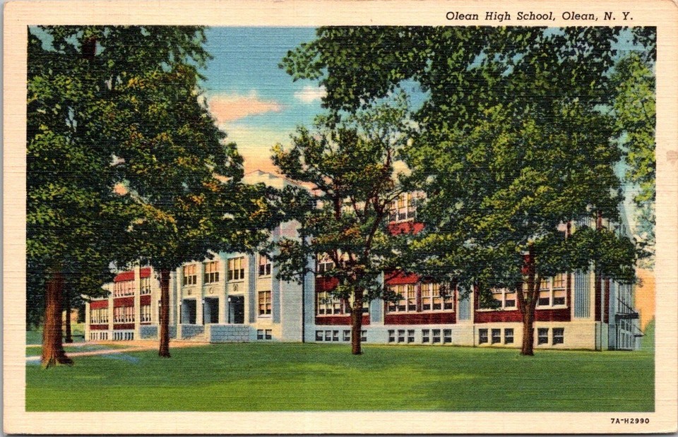 Olean NY-New York Olean High School Curt Teich Linen Vintage Postcard ...
