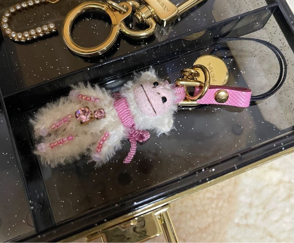 PRADA Saffiano Leather Monkey Strap Key Holder New | eBay