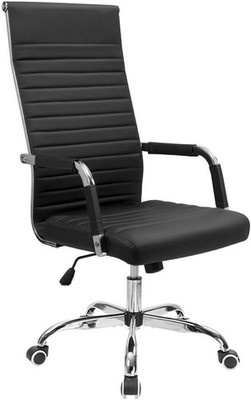 Ribbed Office Chair High Back PU Leather Executive Conference Chair ...