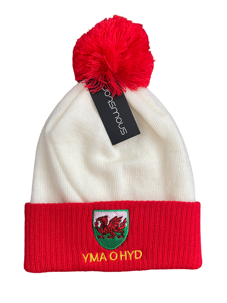 Wales Football Welsh Badge Rugby Knitted Bobble Beanie Hats Embroidered ...