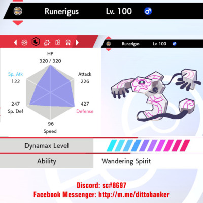 Pokemon Sword/Shield 6IV ULTRA SHINY Runerigus / Leftovers / Impish ...