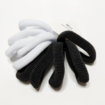 Hair Ties Elastic Seamless Band Ponytailers Black & White Ponytail Tie ...