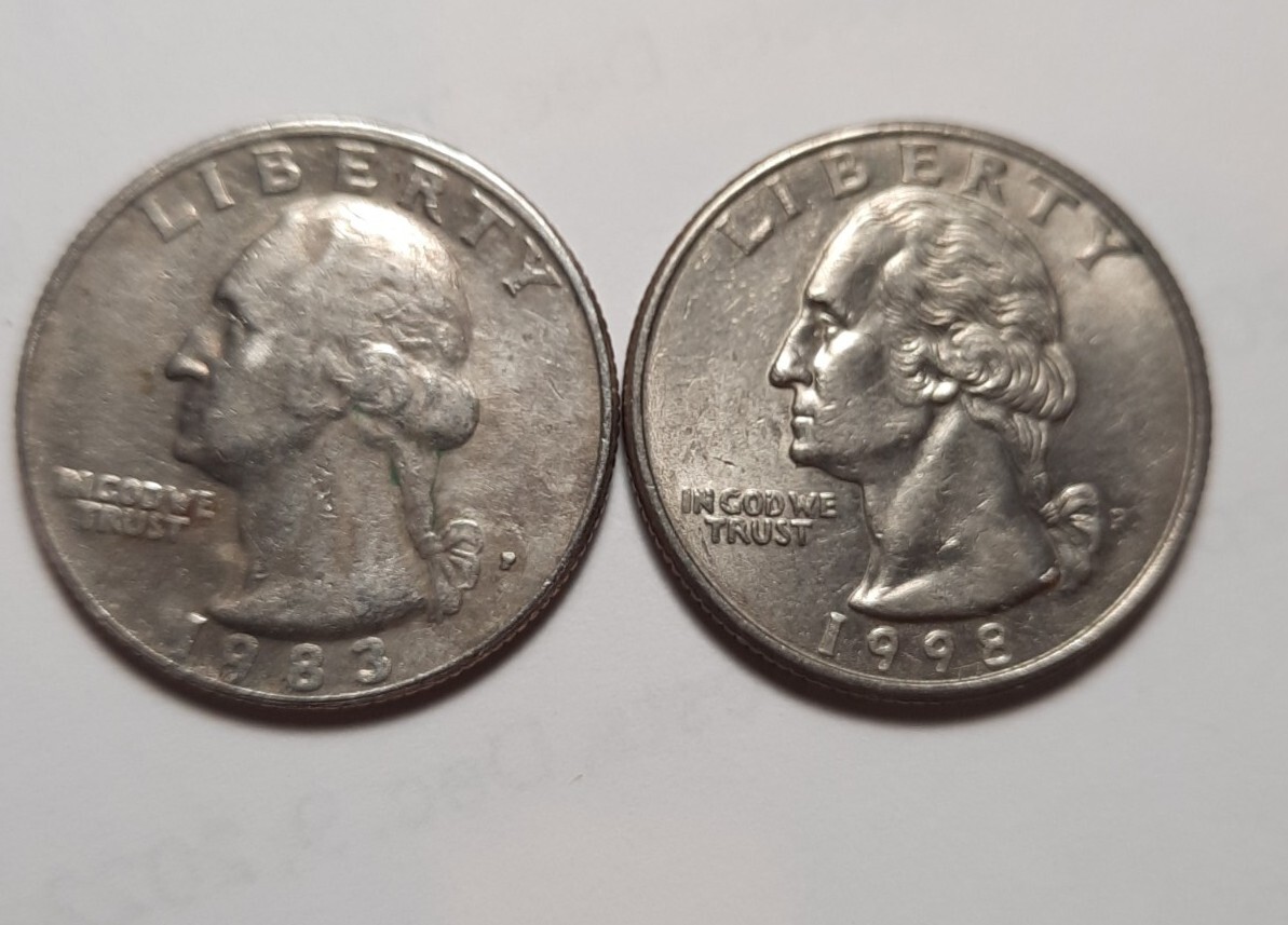 Error Lot of 2 🇺🇸 UNITED STATES 25c 1983-1998 Quarters w/Die Cracks See ...