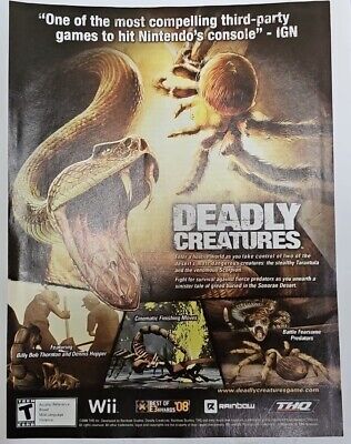 Deadly Creatures Nintendo Wii Original Print Ad - 8" X 10.5" | eBay