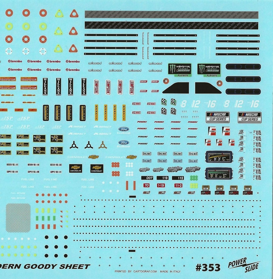 NASCAR DECAL 2019 & UP MODERN NASCAR GOODIES DETAIL SHEET 1/24-1/25 | eBay