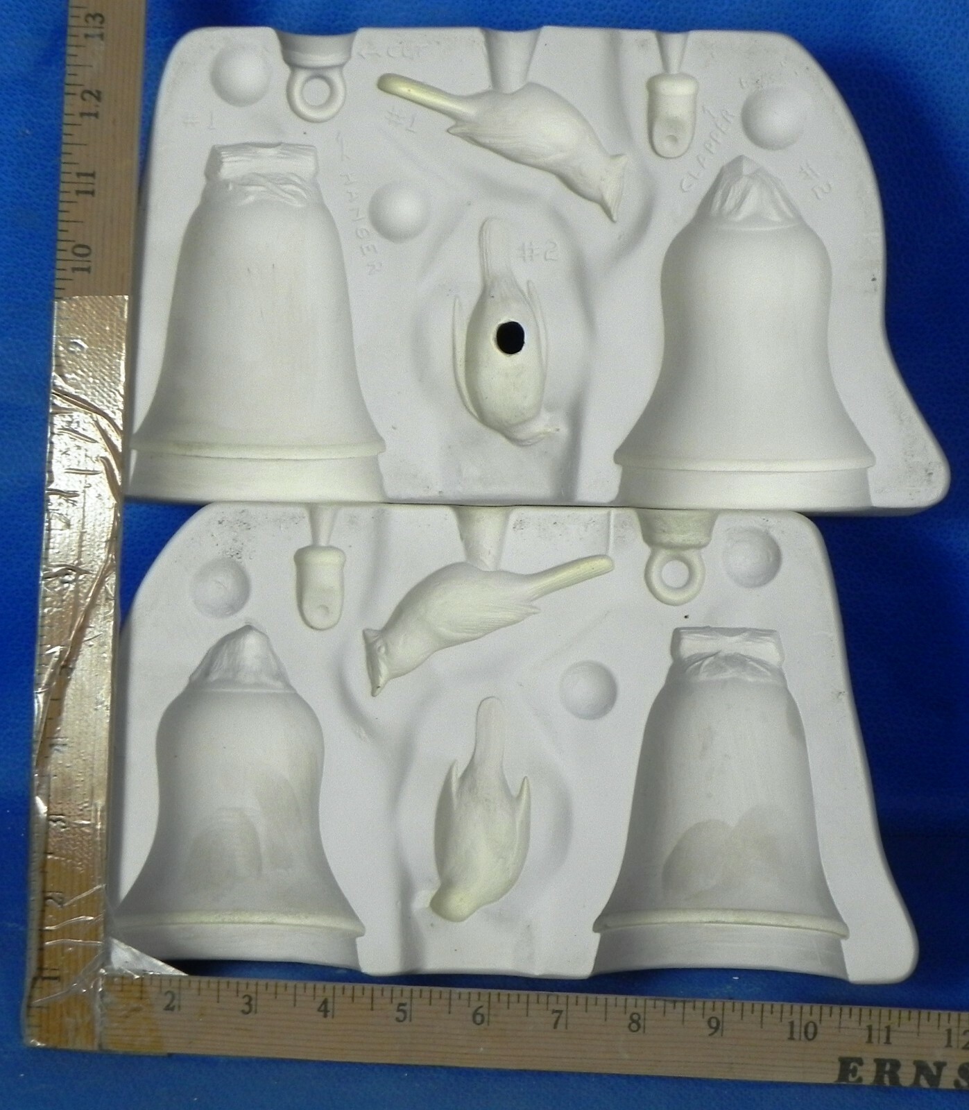 Bells with Bird handles 2 in Mold Vintage Bell Mold No 2189 Ceramic ...