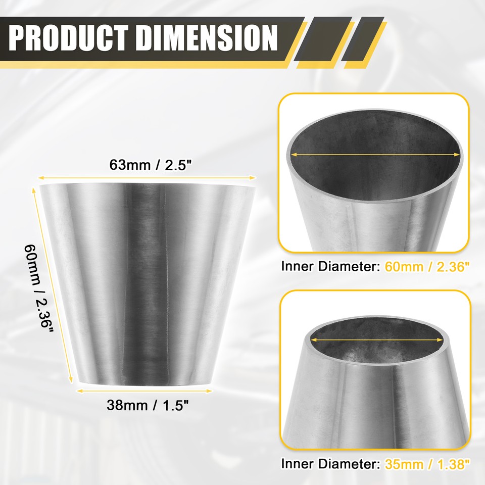 Universal Pack (1) Mandrel Exhaust Bend Concentric Reducer 1.5" OD to 2 ...
