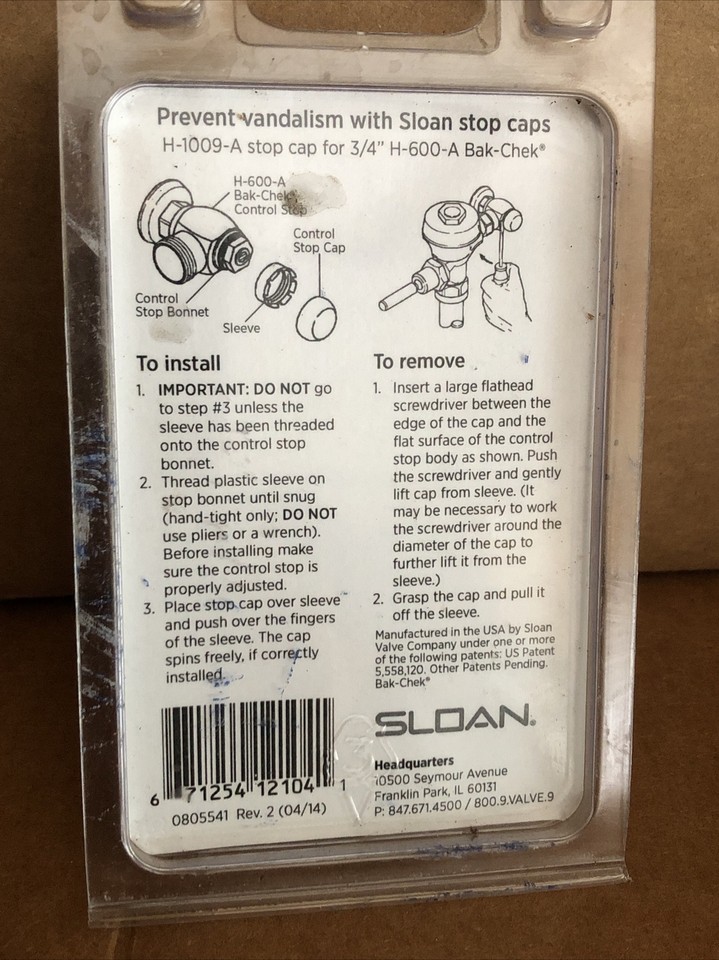 SLOAN H1009A Control Stop,Sloan | eBay