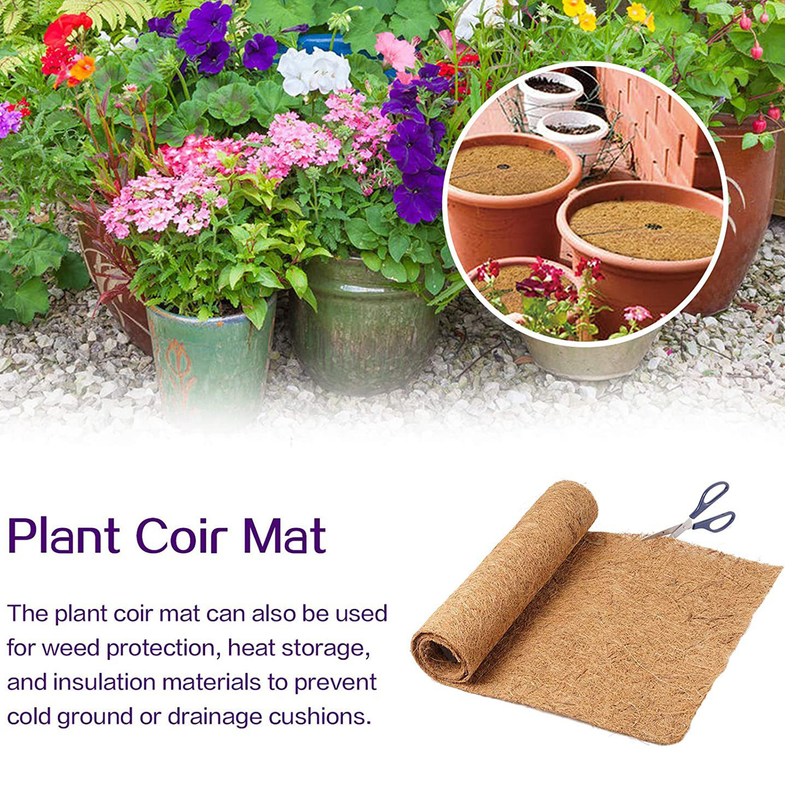 3Pcs Planter Basket Cuttable Coco Carpet Palm Mat Fiber Sheet Coconut ...