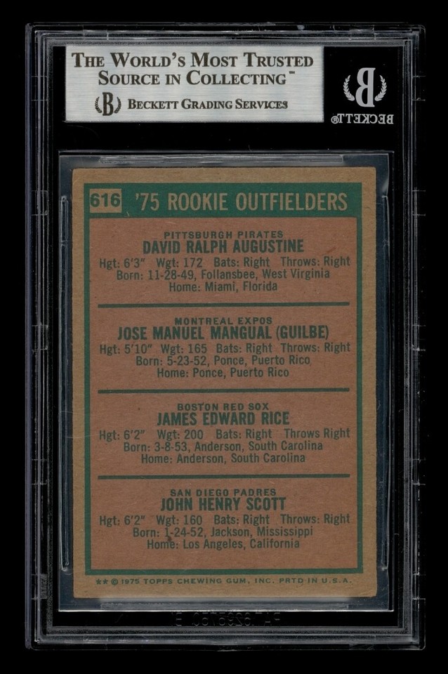 1975 Topps Set-Break #616 Jim Rice Rookie Auto BVG AUTHENTIC AUTOGRAPH ...