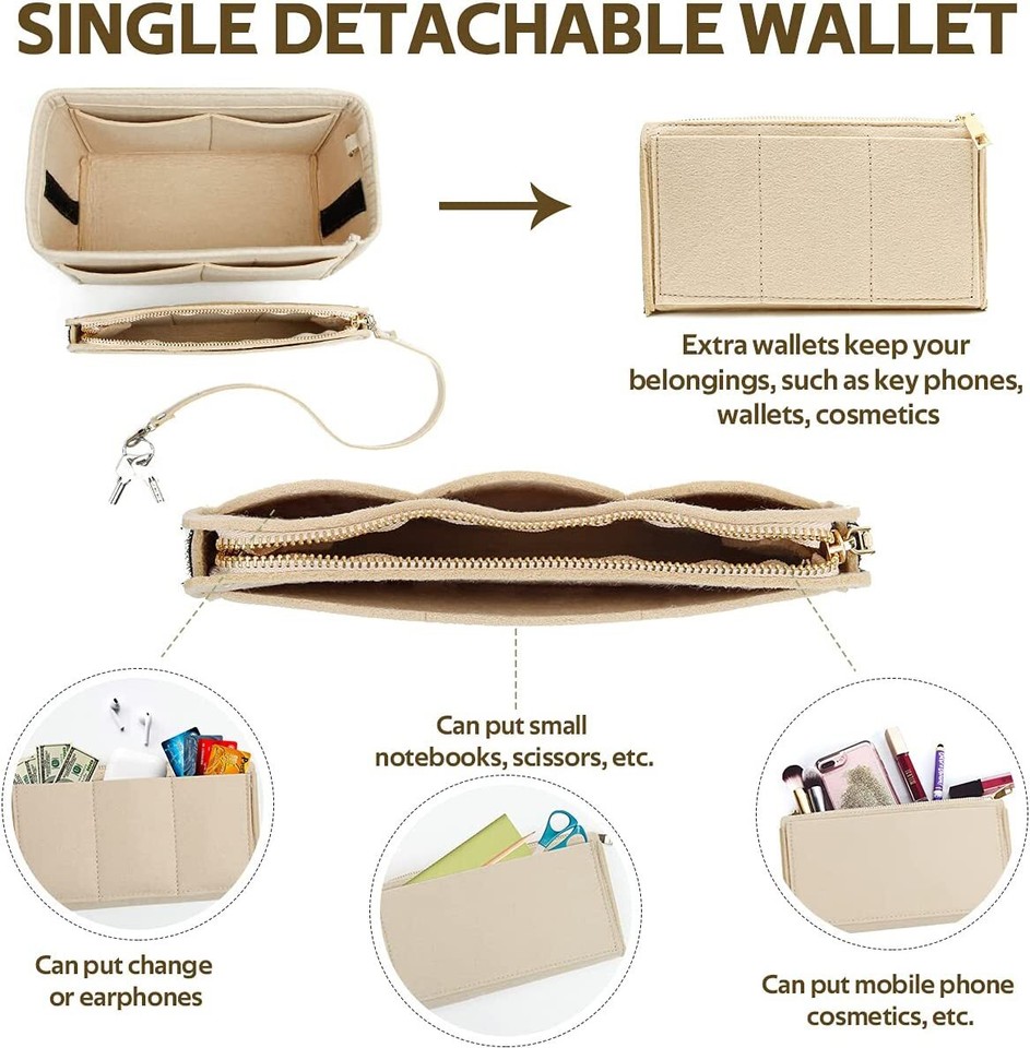 Purse Organizer Insert for Handbags zipper bag detachable Tote Bag ...
