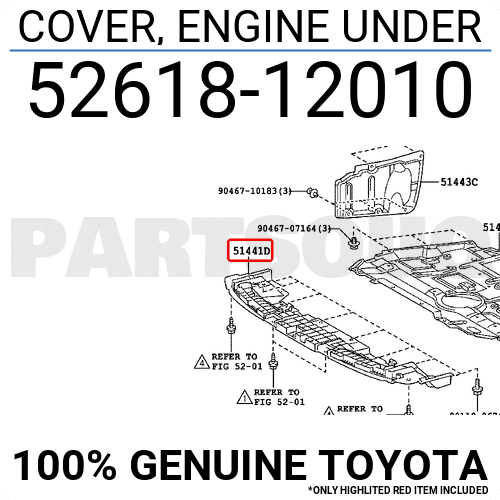 5261812010 Genuine Toyota COVER, ENGINE UNDER 52618-12010 | eBay