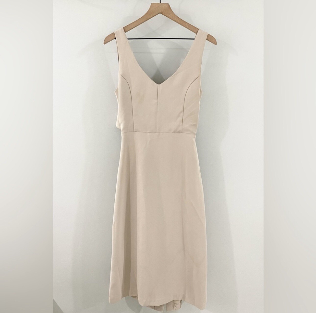 Mod Ref Back Cutout Bodice Wrap Midi Dress Beige Size… - Gem