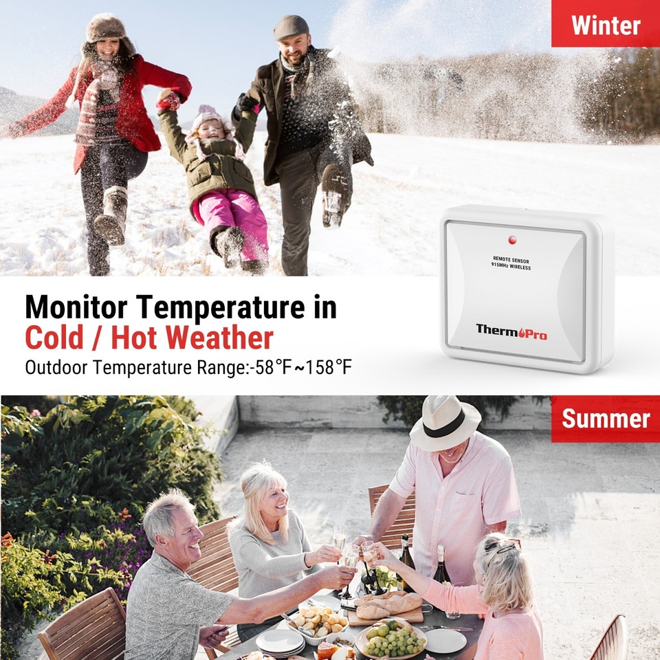 ThermoPro TX-2B Replacement Sensor Transmitter for TP60BW/TP65BW ...