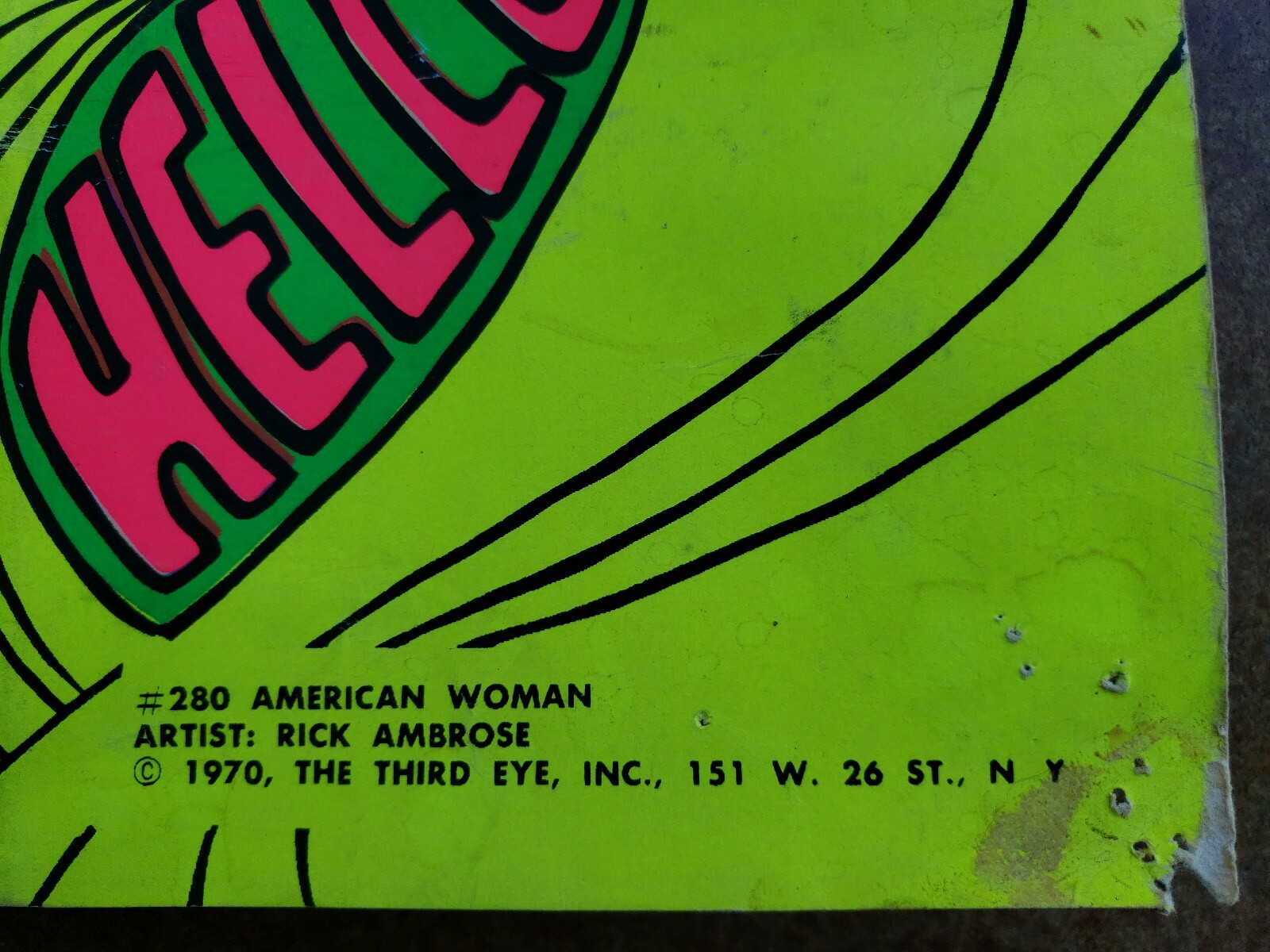 AMERICAN WOMAN BLACK LIGHT ART POSTER RICK AMBROSE 1970 Third Eye #280 ...