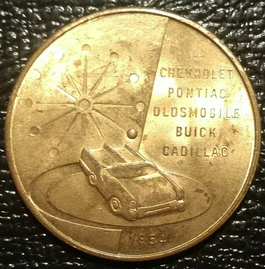 GENERAL MOTORS MOTORAMA OF 1954 MEDAL GM TOKEN CHEVROLET PONTIAC ...